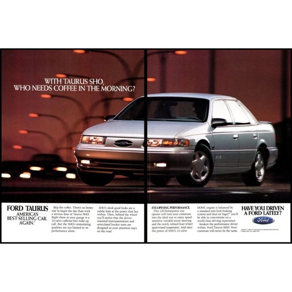 Ford | Art | 994 Ford Taurus Sho Sedan 2 Page Vintage Print Ad Highway ...
